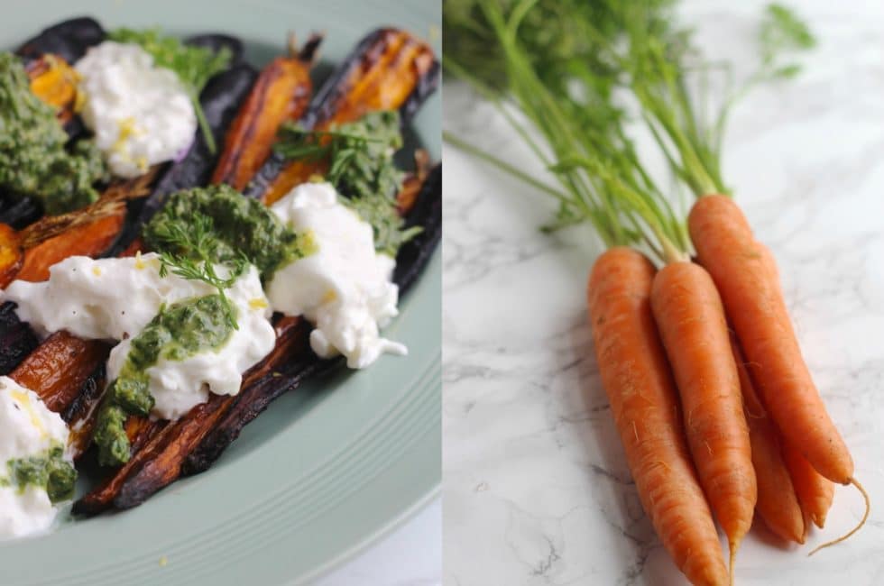 Roasted Rainbow Carrots with Burrata and Carrot Top Salsa Verde - Ceri ...